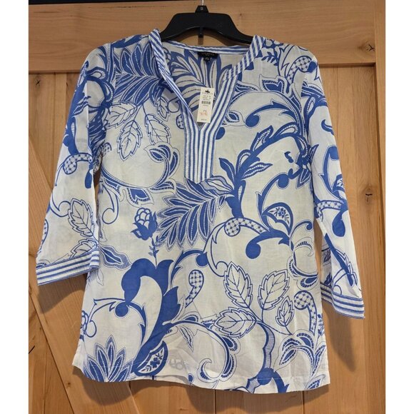 Talbots | Tops | New Talbots Size S Petite Sp Blue Cotton Tunic Paisley ...